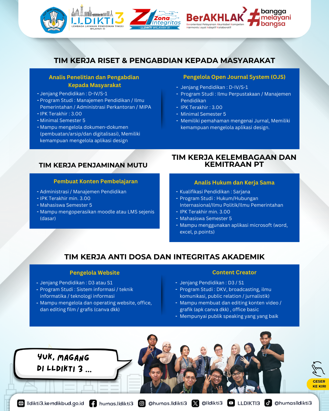 LLDikti Wilayah III Buka Program Praktik Kerja Lapangan Tahun 2025 Batch 1 – LLDikti Wilayah III